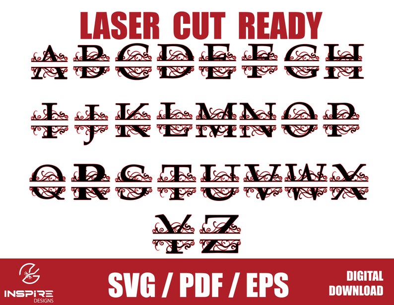 Split Monogram Svg, Split Letter Svg. Alphabet Svg Files for Cricut ...