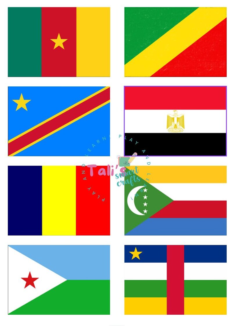 PRINTABLE Montessori AFRICAN Country Flags Memory Flashcards | 54 Flags ...