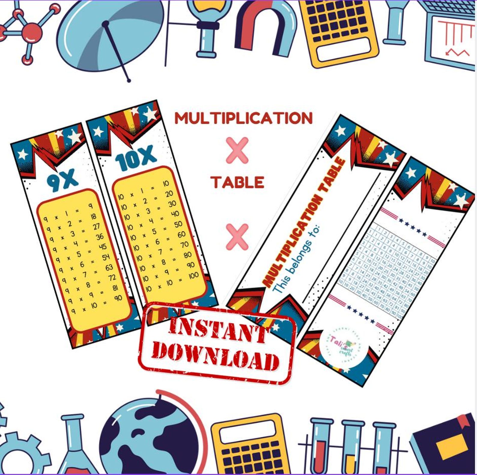 PRINTABLE Multiplication Table 1x-10x, Multiplication Table Flashcards ...