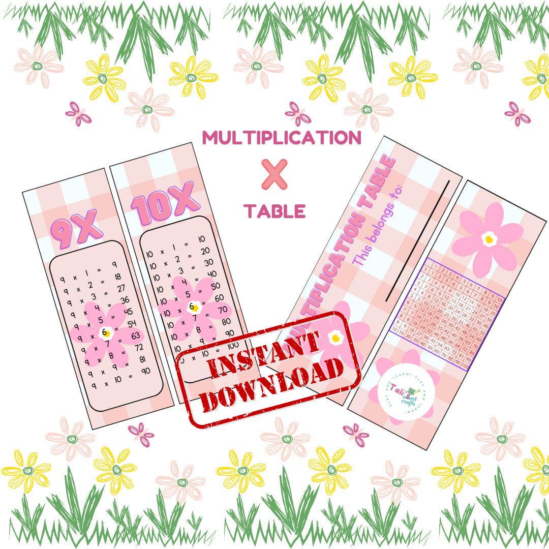 PRINTABLE Multiplication Cards, Floral Multiplication Cards, Kids ...