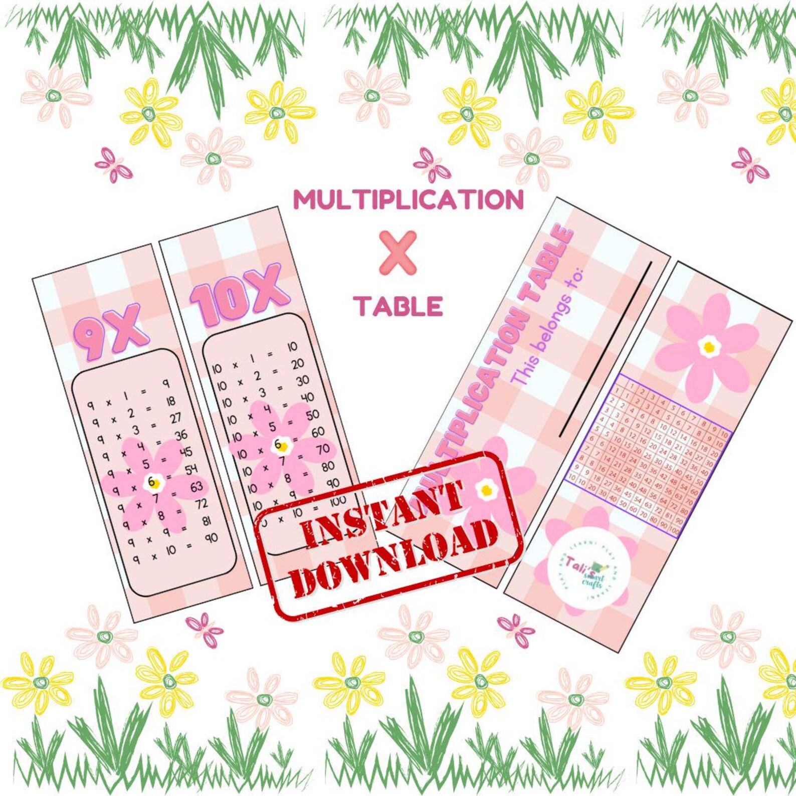 PRINTABLE Multiplication Cards, Floral Multiplication Cards, Kids ...