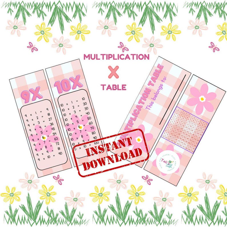 PRINTABLE Multiplication Cards, Floral Multiplication Cards, Kids ...