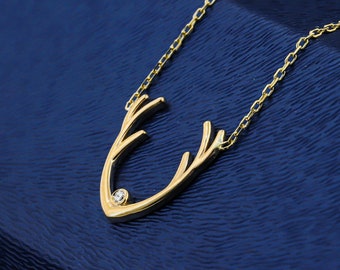 Diamond Antler Necklace - Etsy