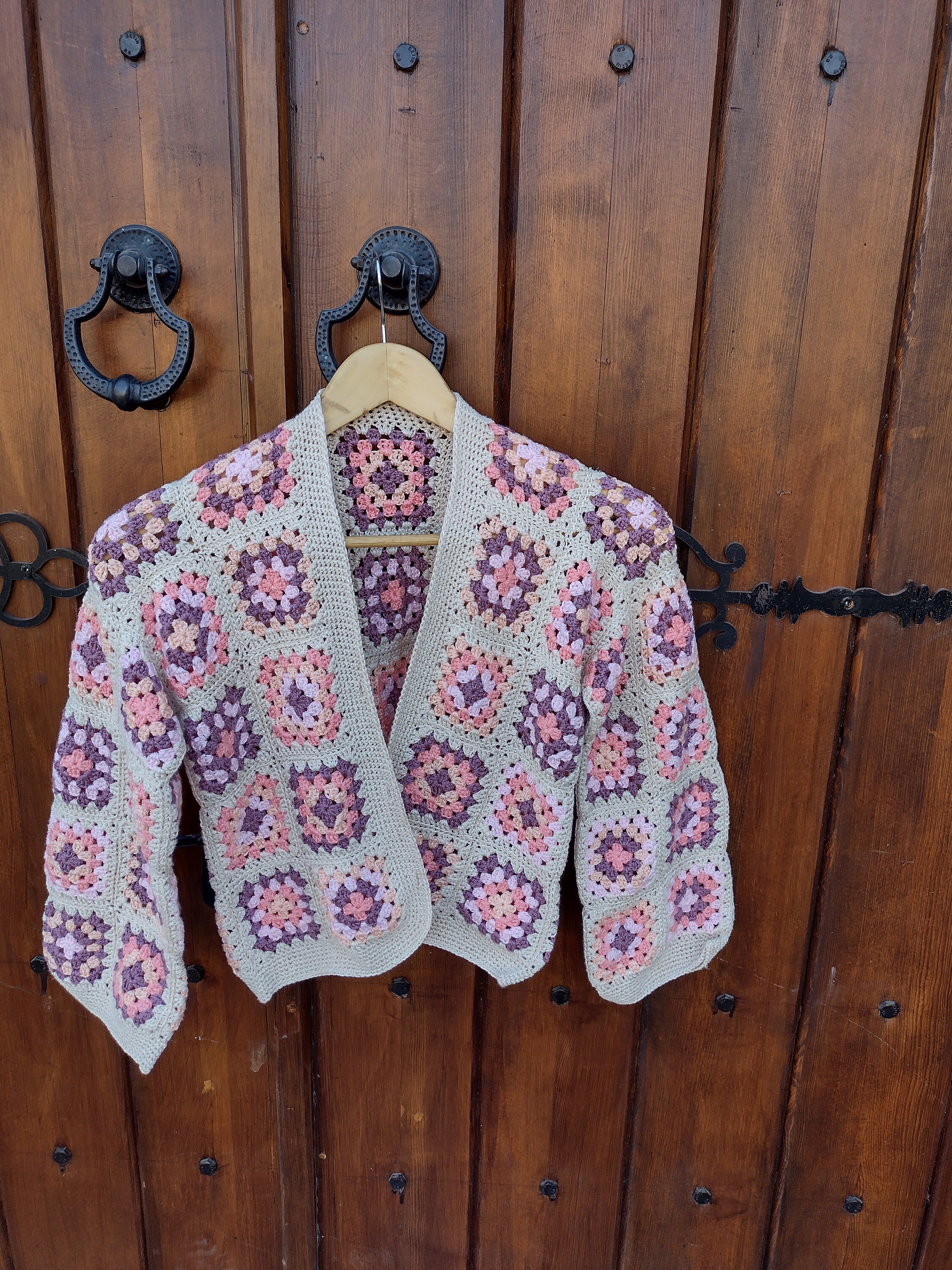 Granny Square Cardigan, Vintage Style Cardigan, Knit Sweater, Winter ...
