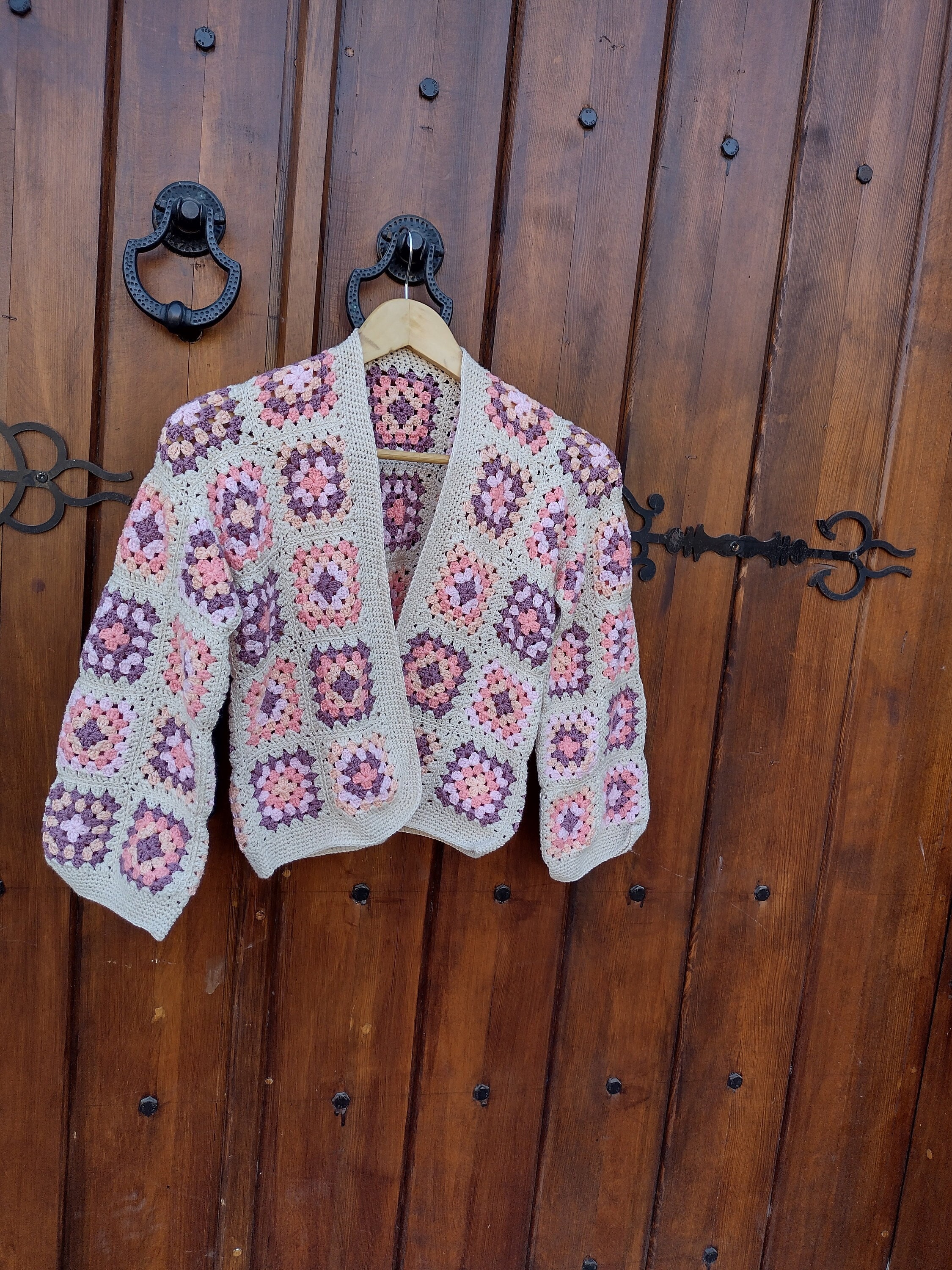 Granny Square Cardigan, Vintage Style Cardigan, Knit Sweater, Winter ...