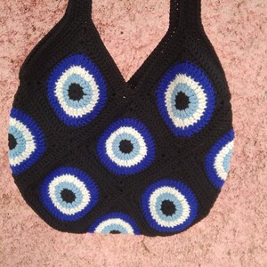 Evil Eye Crochet Bag Evil Eye Bag Charm Evil Eye Handmade Bag Blue Bag ...