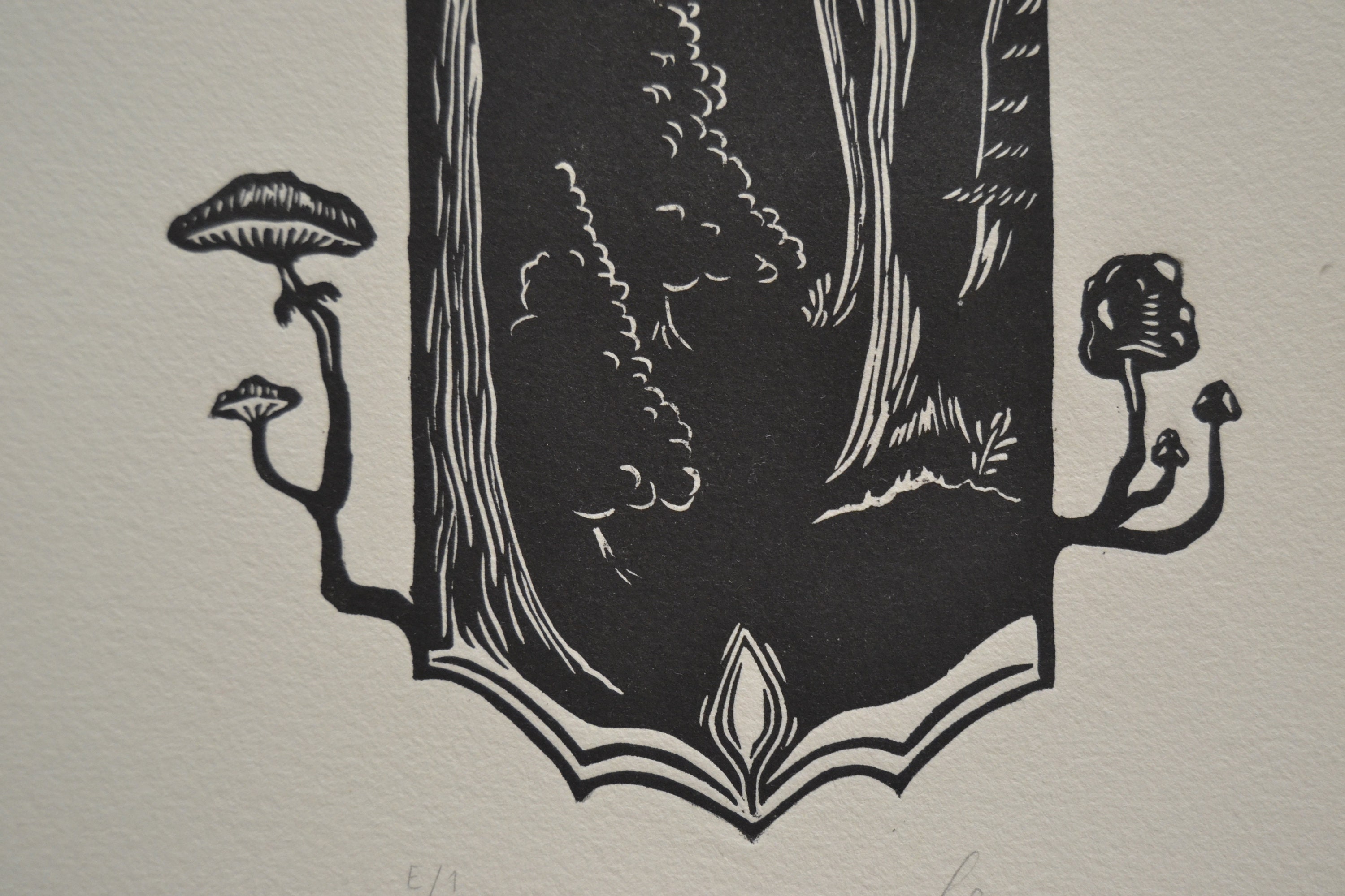 Fantasy Linocut, Fantasy Forest Landscape, Mushroom Landscape - Etsy