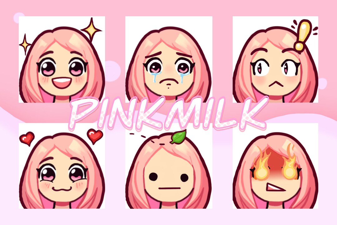 PINK MILK EMOTES Twitch Sub Bit Badges Emotes Cute Gaming Kawaii Pre ...
