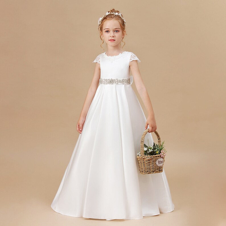 Lace Girl Dress Satin Girl Dressboho Flower Girl Dress Lace Etsy