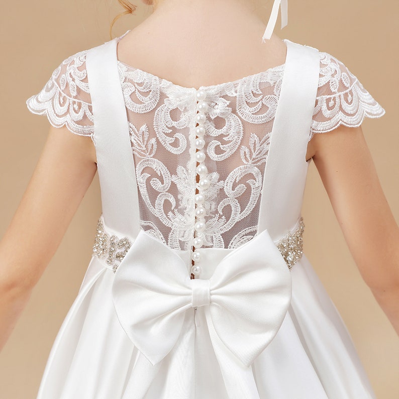 Lace Girl Dress Satin Girl Dressboho Flower Girl Dress Lace Etsy