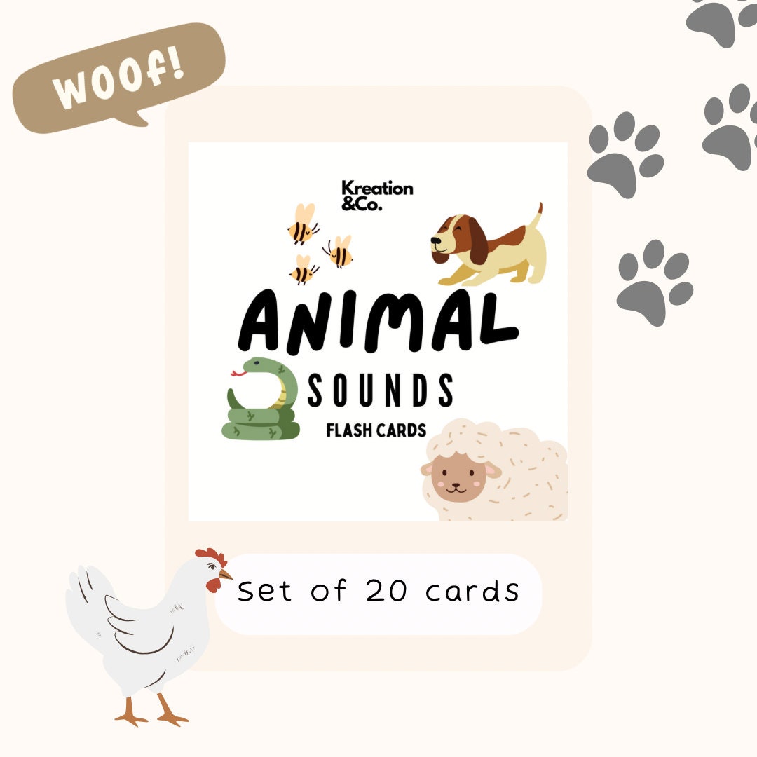 Animal Sounds Flash Cards for Kids - Etsy