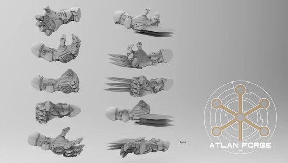 Power Fist/ Power Claw Sci-fi Weapons Pack Atlan Forge - Etsy