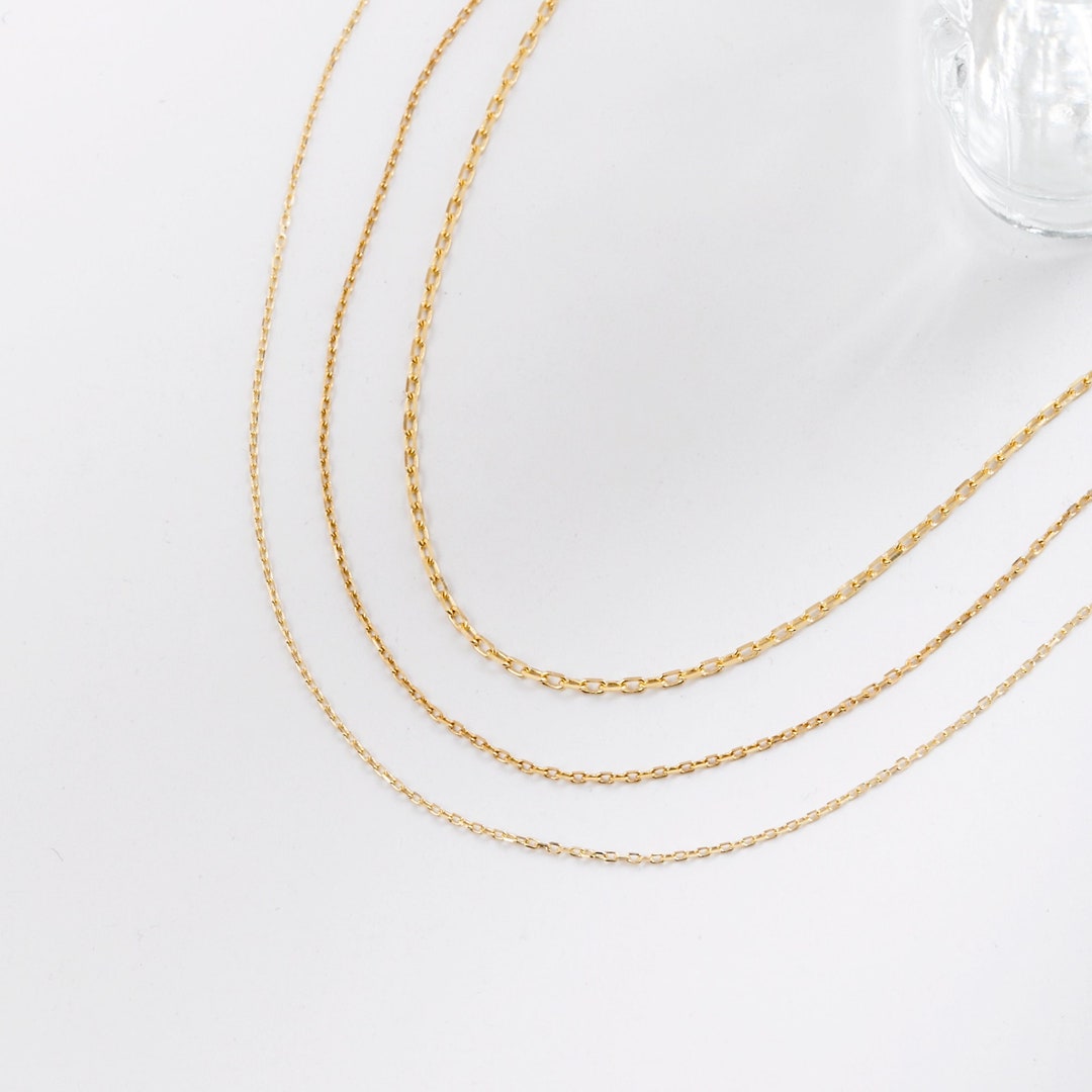 14K Real Gold Cable Chain for Pendants, Yellow White Rose Gold Options ...