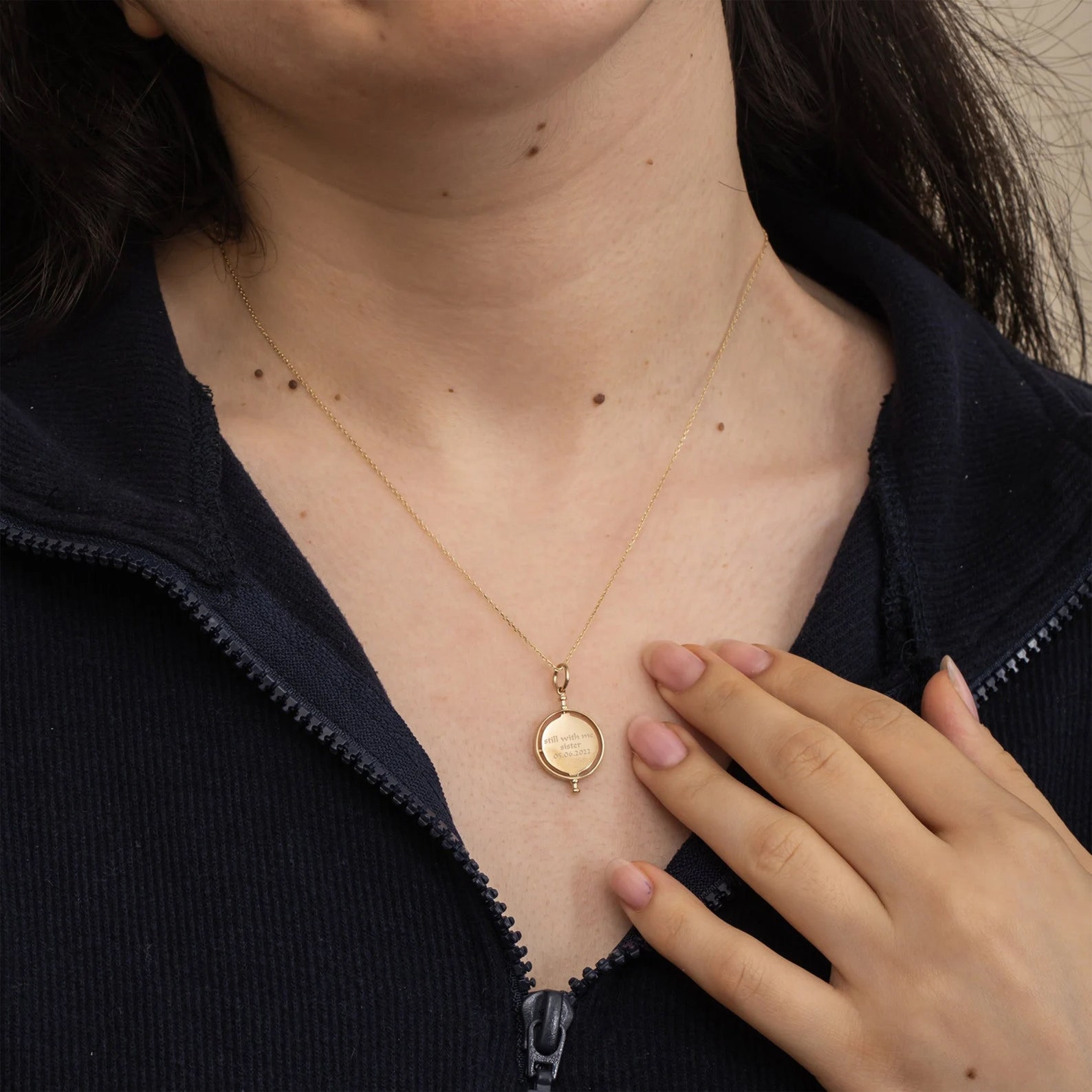 14k/18k Solid Gold Rotating Memorial Locket With Custom Engraving ...