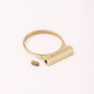 Signet Urn Ring, 14K 18K Real Solid Gold Custom Signet Cremation Ring ...