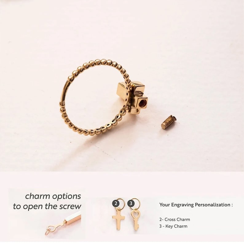 14K 18K Solid Gold Cross Ring Urn Ash Holder Personalized - Etsy