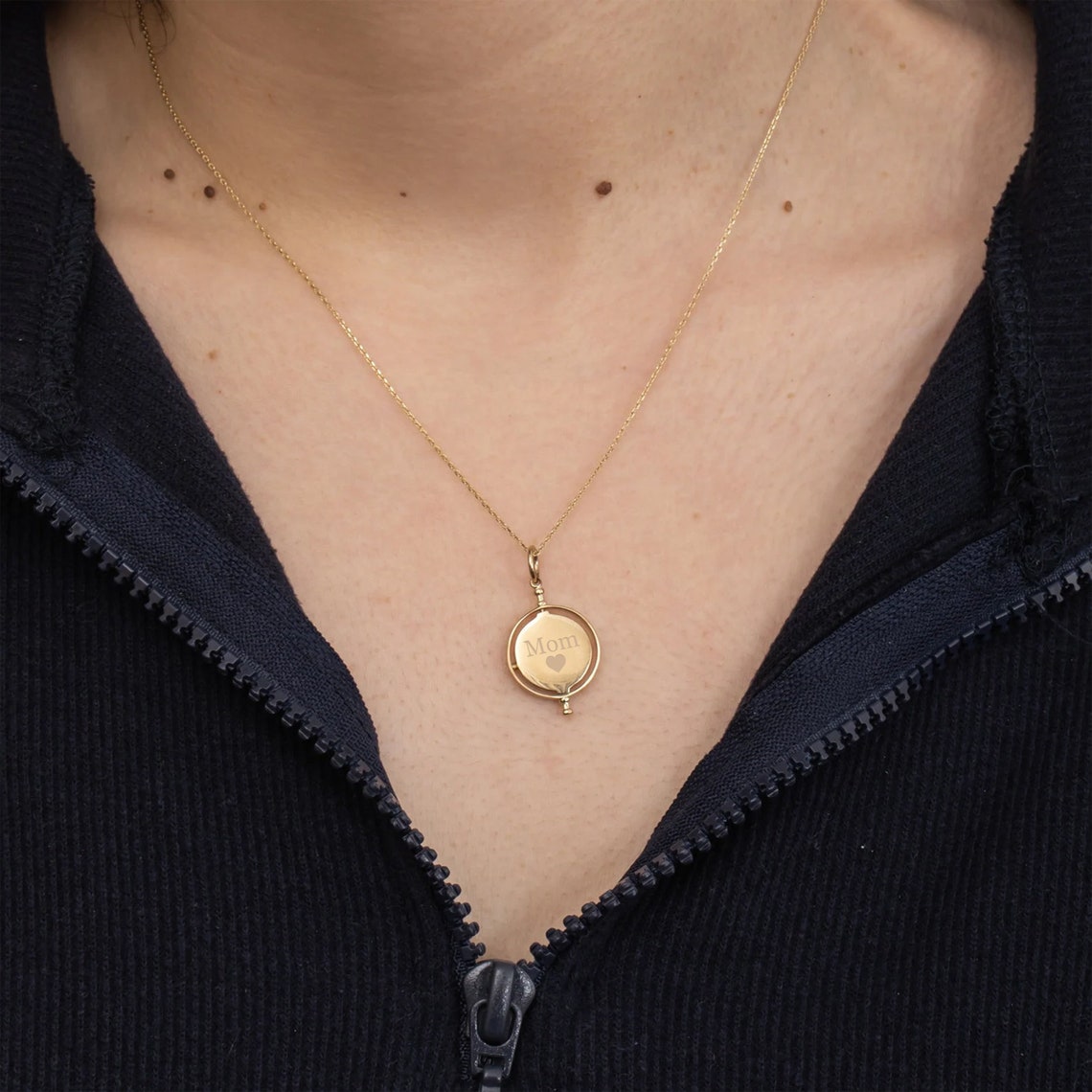 14k/18k Solid Gold Rotating Memorial Locket With Custom Engraving ...