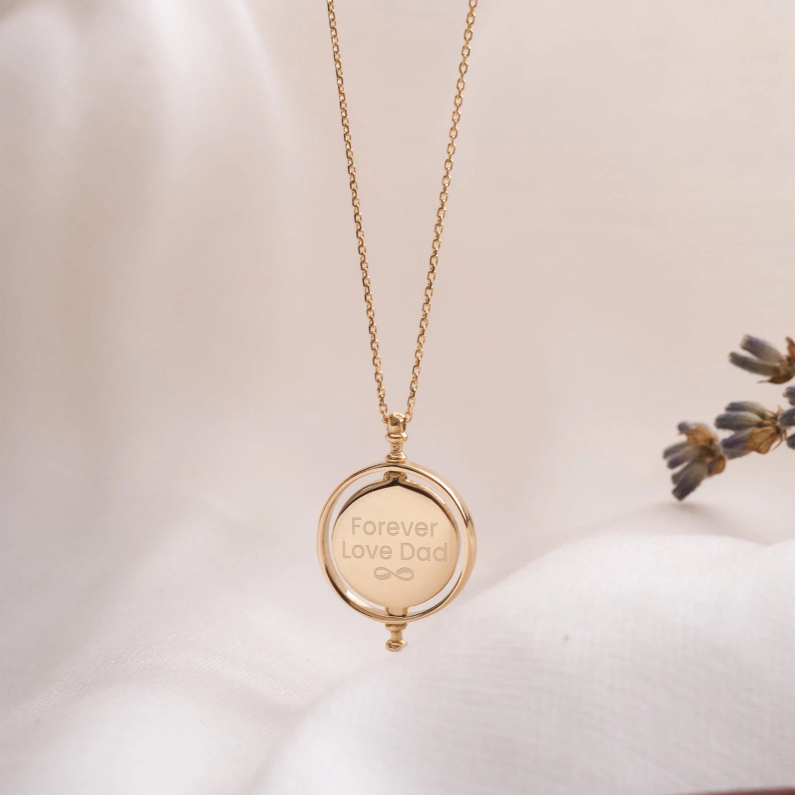 14k/18k Solid Gold Rotating Memorial Locket With Custom Engraving ...