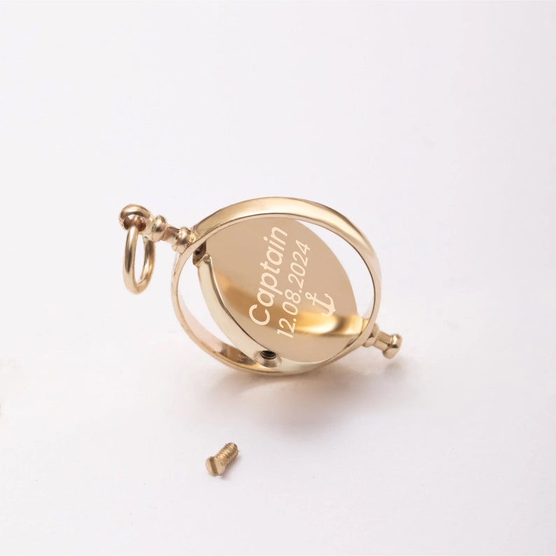 14k/18k Solid Gold Rotating Memorial Locket With Custom Engraving ...