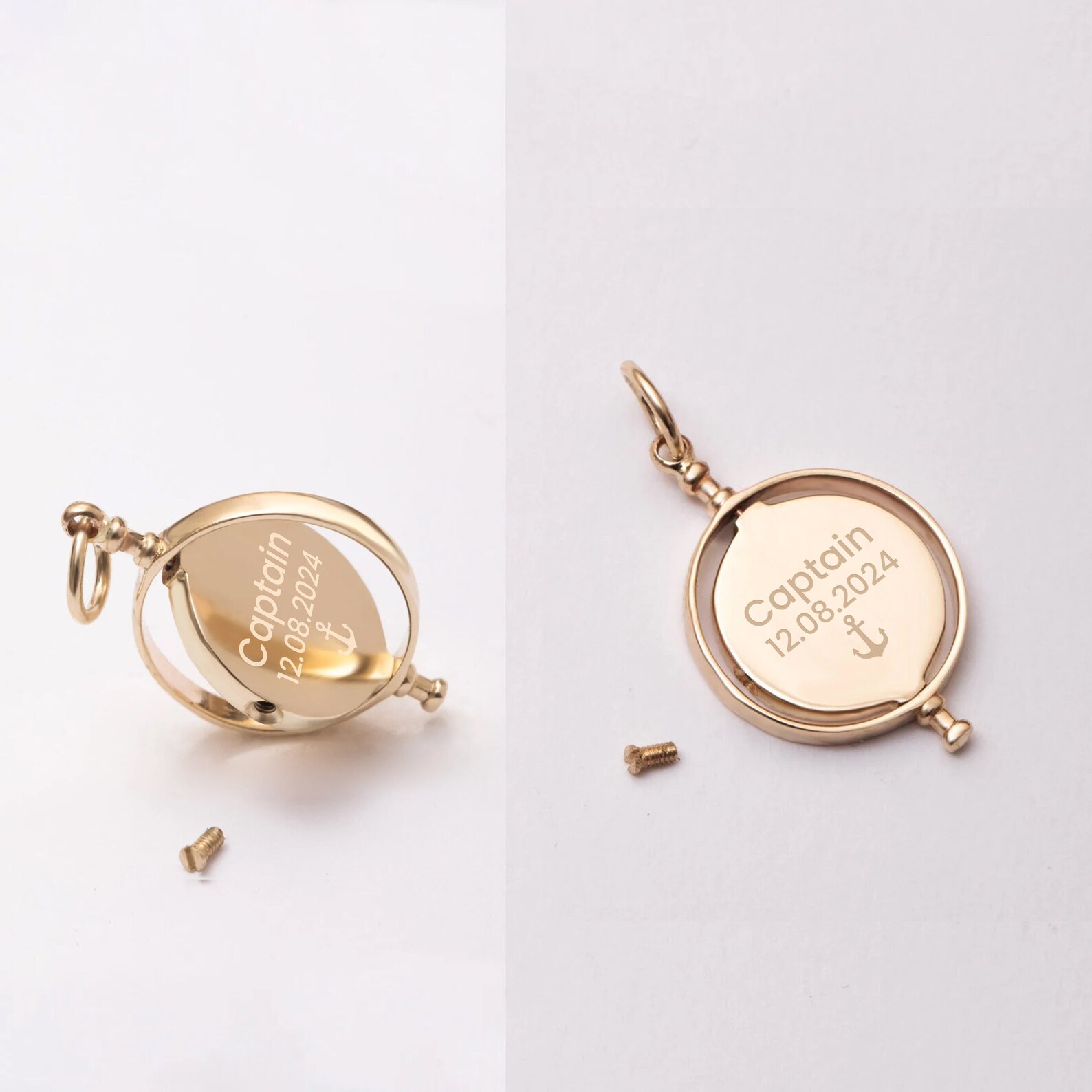 14k/18k Solid Gold Rotating Memorial Locket With Custom Engraving ...