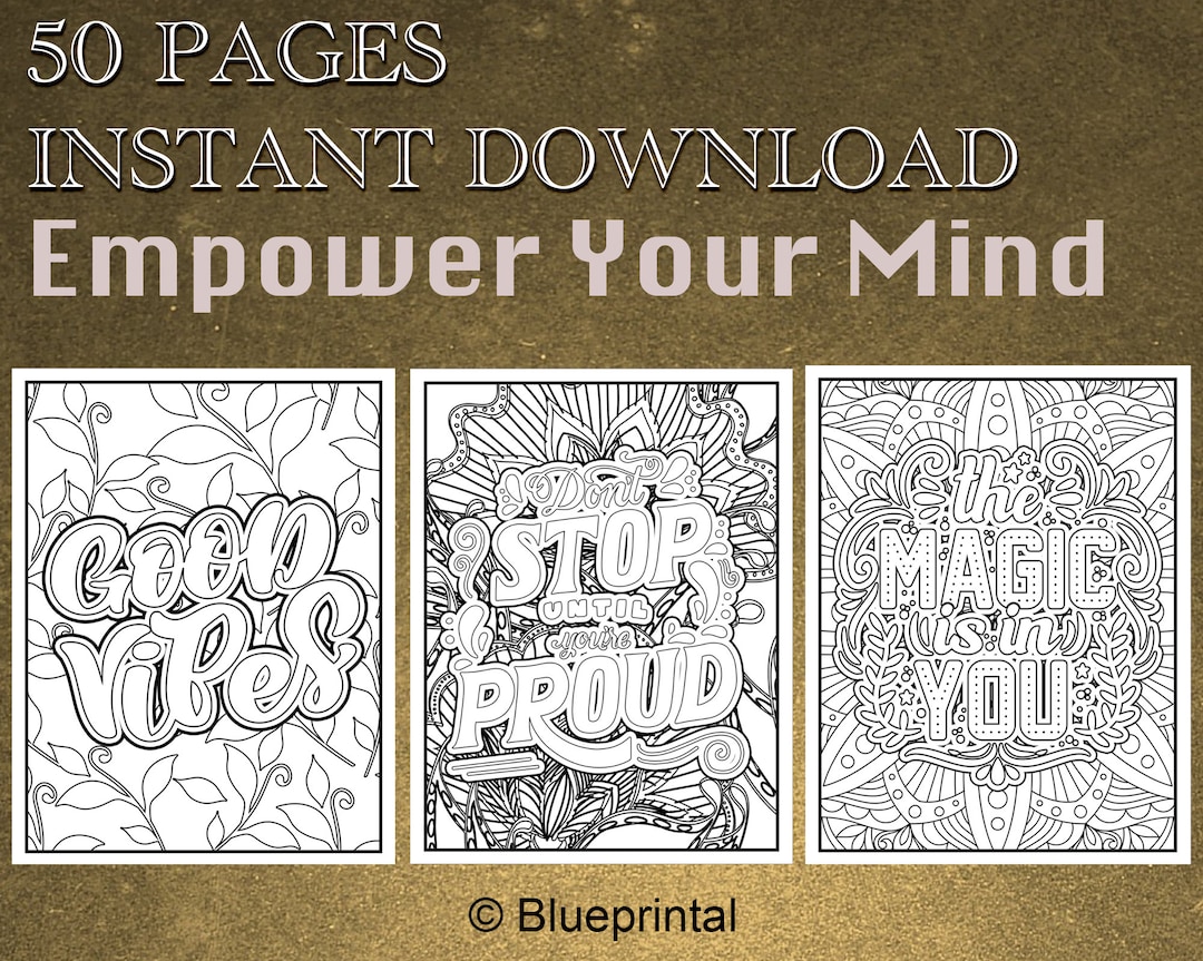 Empower Your Mind: 50 Page Motivational Quote Coloring Book - Etsy