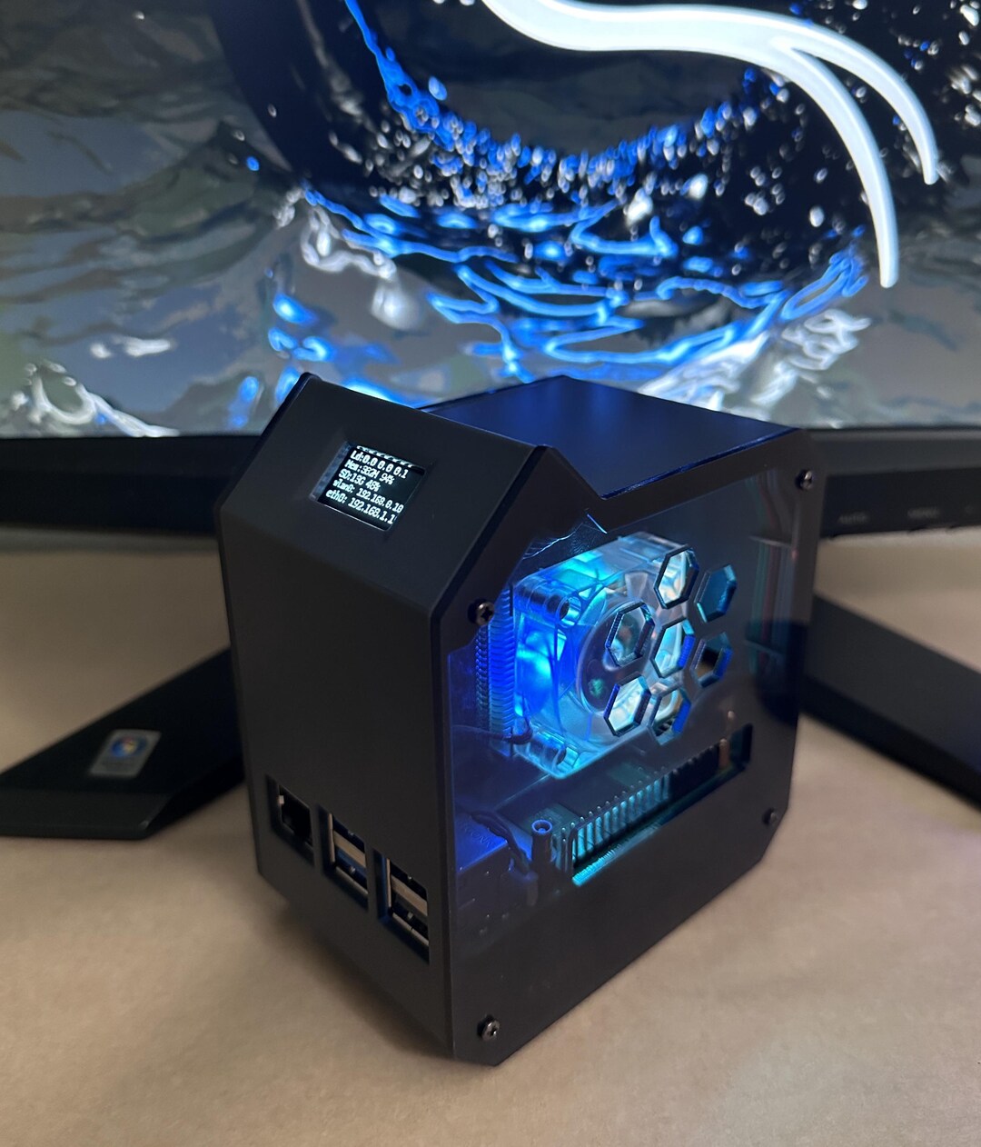 Kali Linux Raspberry Pi 5 Minitower - Mini Computer - OLED Display -CPU ...