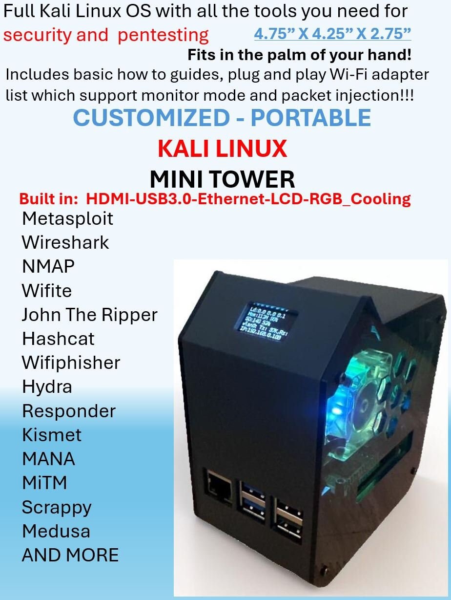 Mini Kali Linux Computer - OLED Display, Top Penetration Testing Tools ...