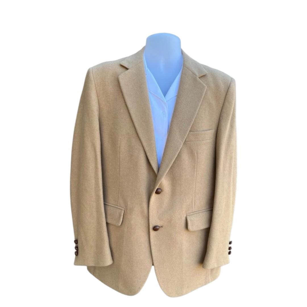 Vintage Camel Hair Wool Blazer Mens 42R Tan Sport Coat Classic Luxury ...