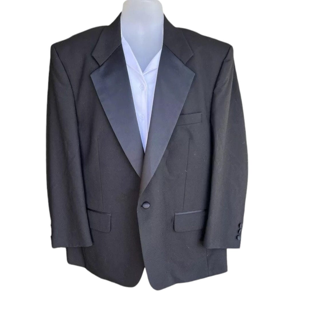 Vintage Mens Halston Tuxedo Jacket Blazer Sports Coat Satin Black ...