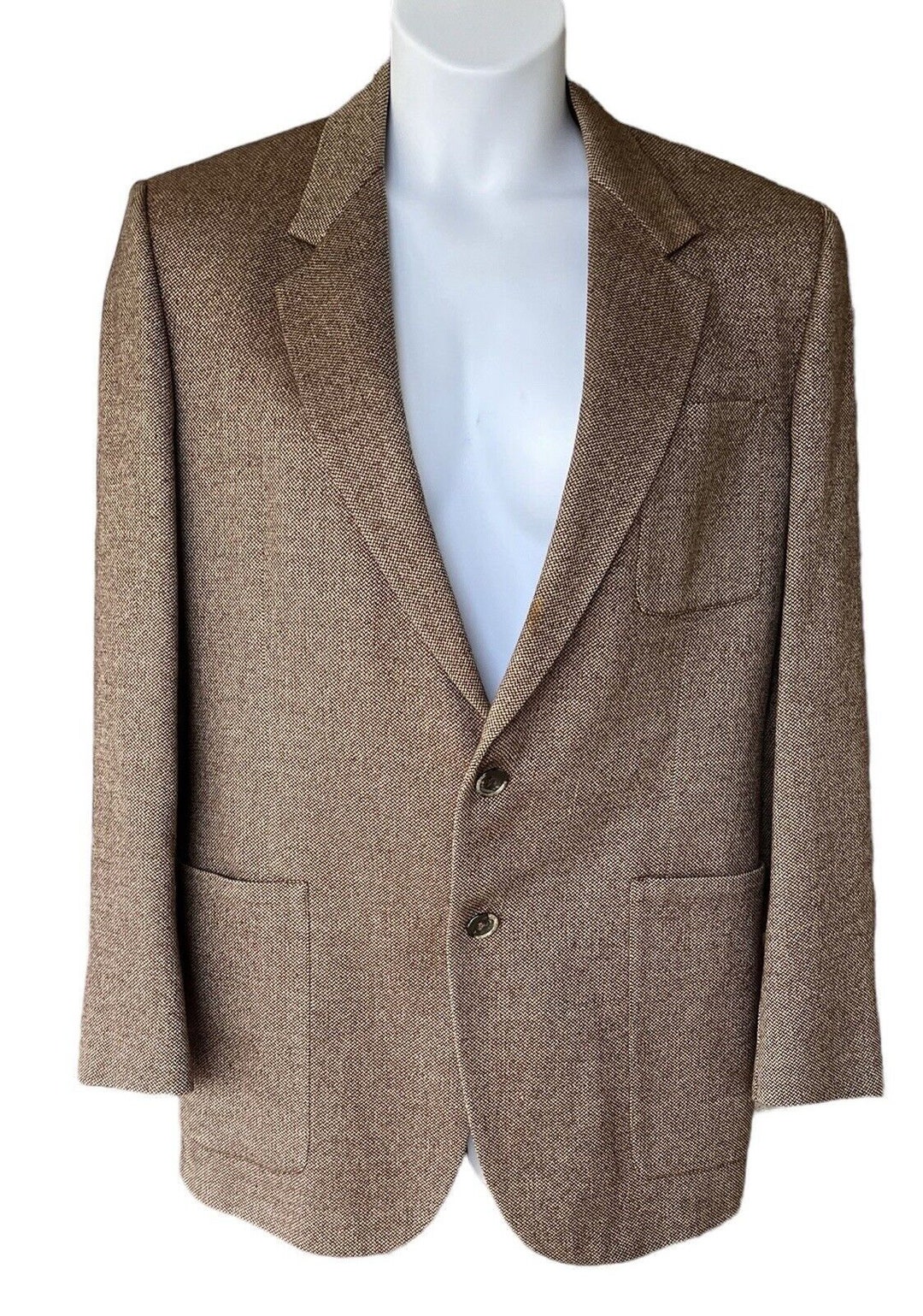 Vintage Lebaron Mens Blazer Jacket Sports Coat Brown Tweed Single ...