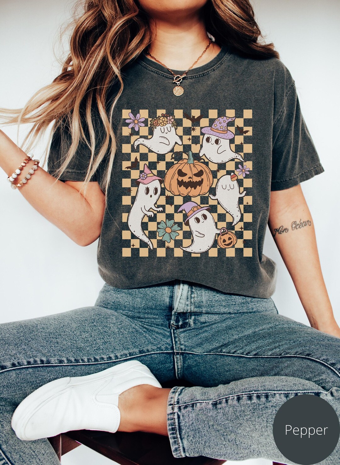 Retro Ghost Comfort Colors Halloween Retro Halloween Women - Etsy