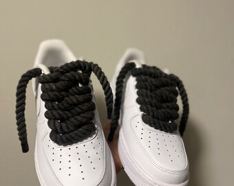 Custom Matte Black Af1 With Black Rope Laces - Etsy