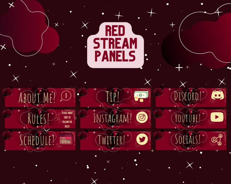 Red Stream Panels, Maroon Stream Panel - Twitch Panels - Etsy