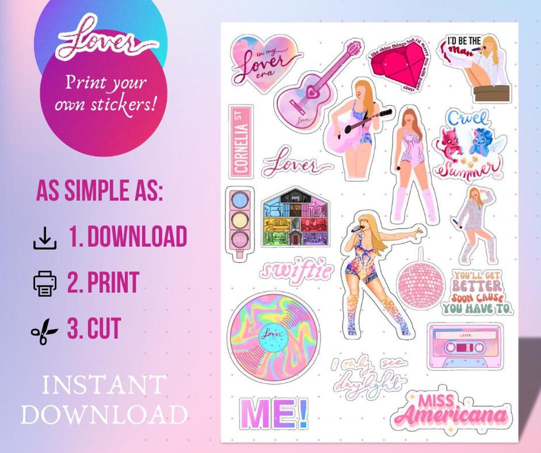 Swiftie Printable Stickers Print and Cut Taylor Swift Lover Album ...