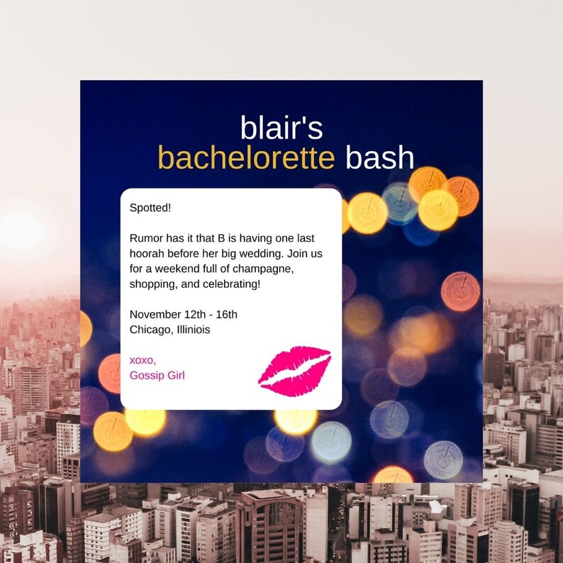 Gossip Girl Inspired Bachelorette Invitation Gossip Girl - Etsy