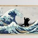 Cat Poster, the Great Wave Cat, Cat Art, Cat in Famous Art Print ...