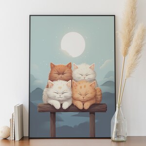 Kitten Minimal Funny Cat Art Print Cute Kitten Poster Cat - Etsy