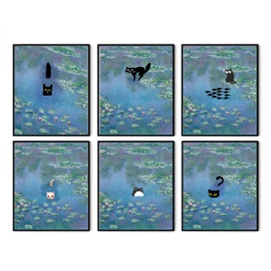 Monet Cat Print Set of 6,unimpressed Frog, Cat Poster, Cat Art Monet ...