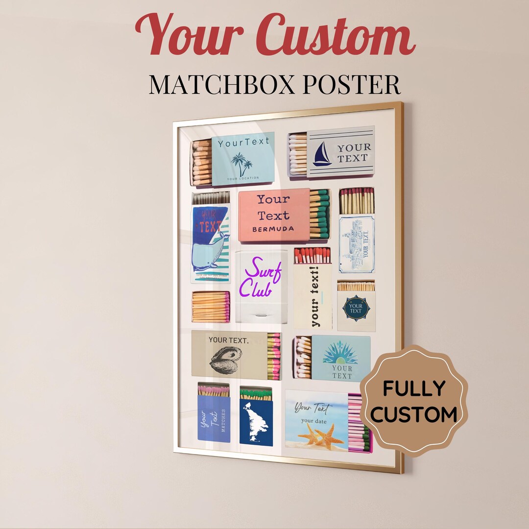Custom Matchbook Art, Personalized Digital Matchbox Gift Large Matches ...