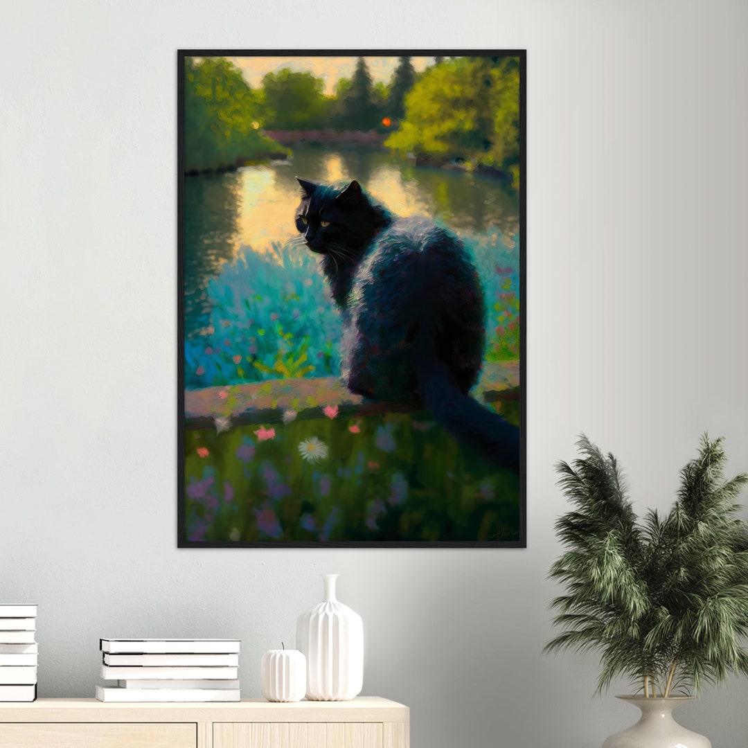 Cat Poster Monet, Monet Waterlily Cat, Cat Art Monet, Cat Monet ...