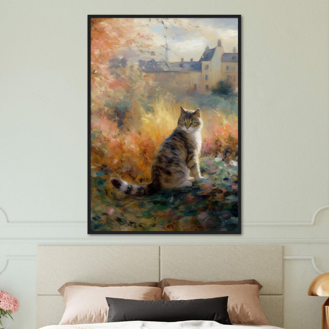 Monet Cat Pictures, Floral Cat Art, Cat Poster Monet, Whimsical Cat ...