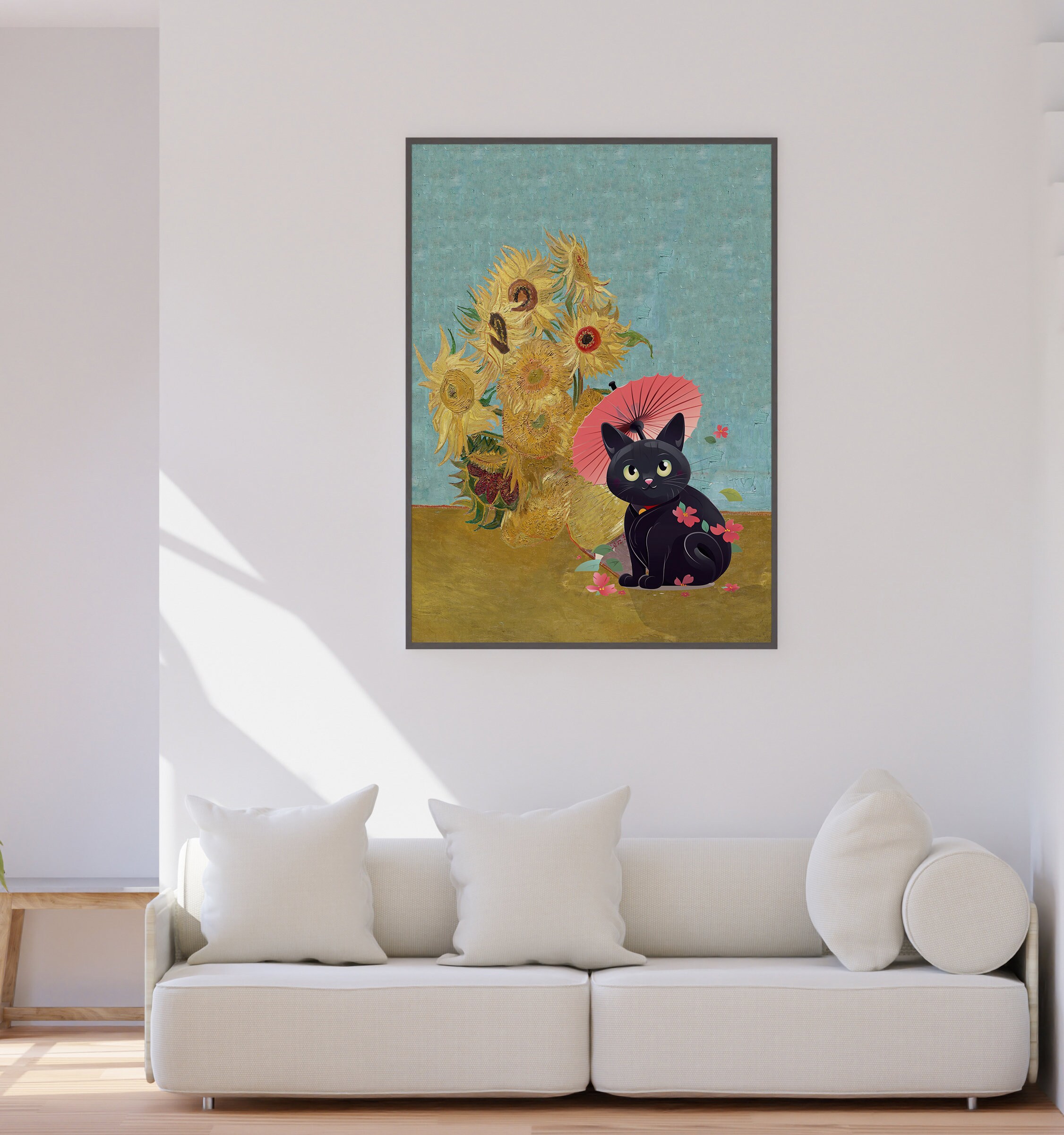 Van Gogh Cat Print Floral Cat Art Cat Poster Monet - Etsy