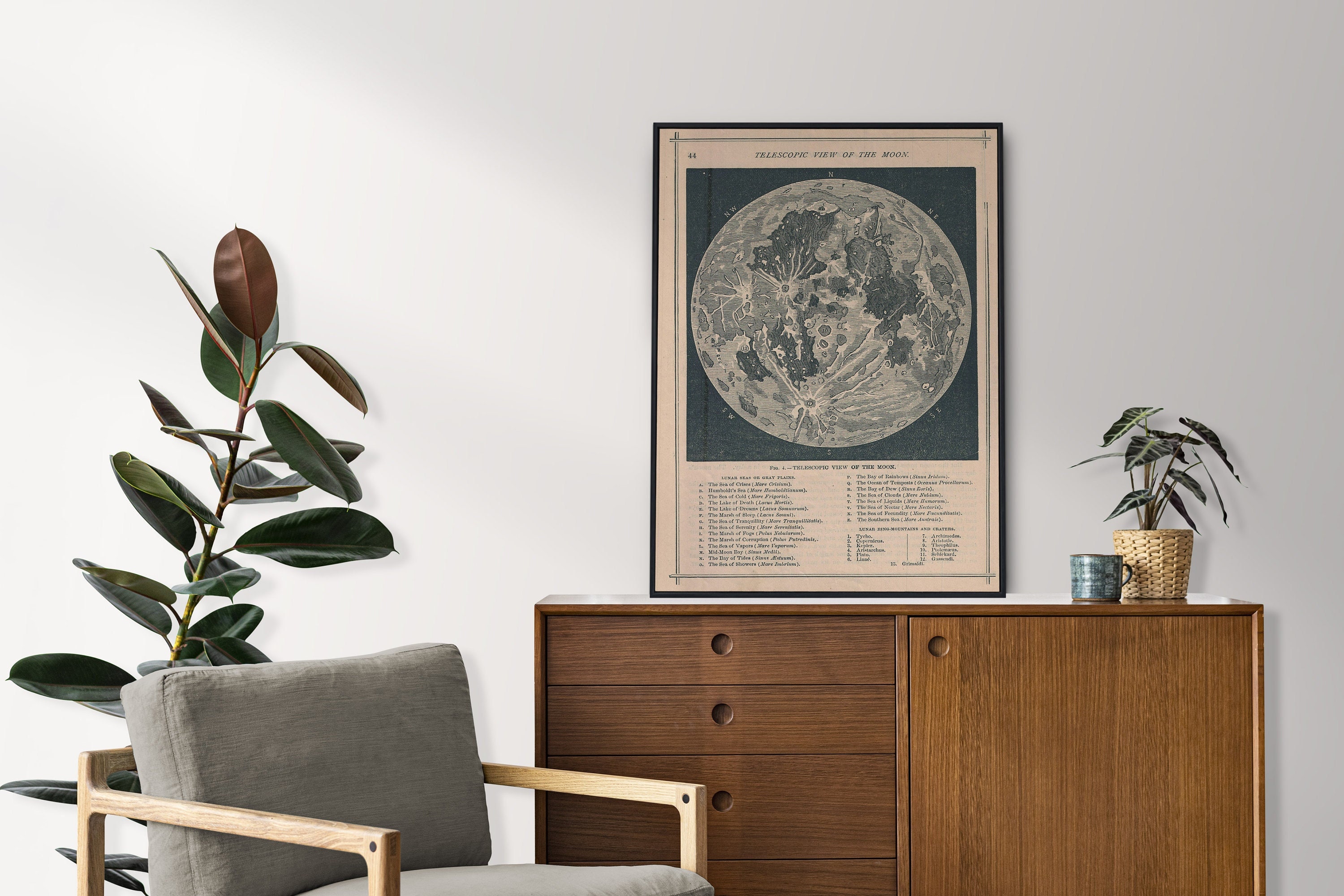 Vintage Moon Map Antique Moon Print Vintage Lunar Map of the - Etsy