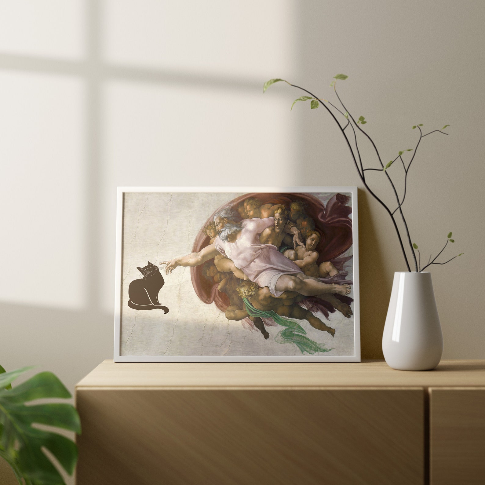 Cat Poster the Creation of Adam Cat Art Cat in Famous Art - Etsy