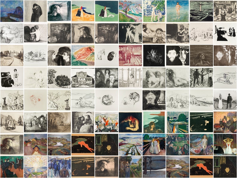 Edvard Munch Printable Wall Art Bundle 150 Artworks Edvard - Etsy