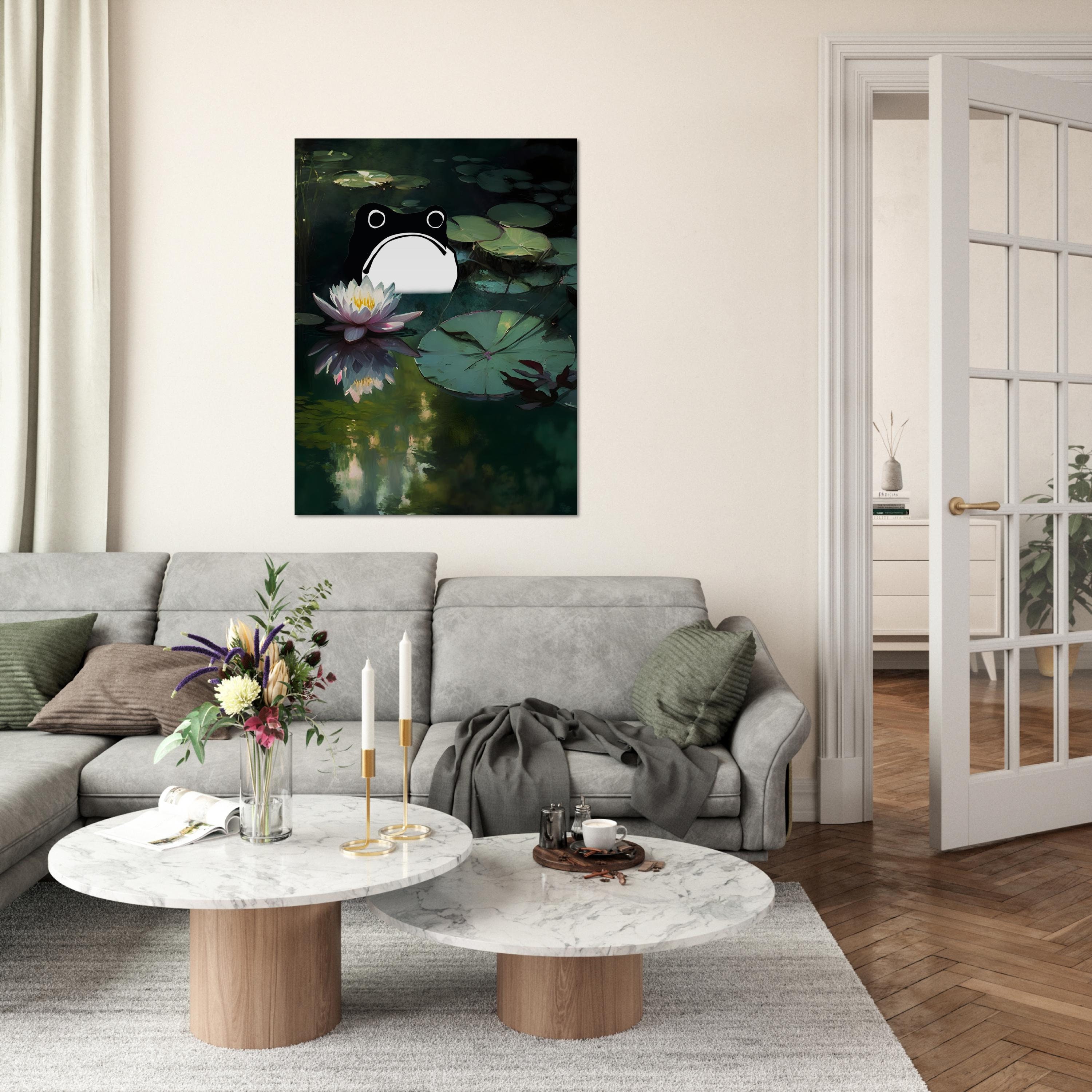 Frog Poster, Unimpressed Frog, Monet Inspired Waterlily Frog Print ...