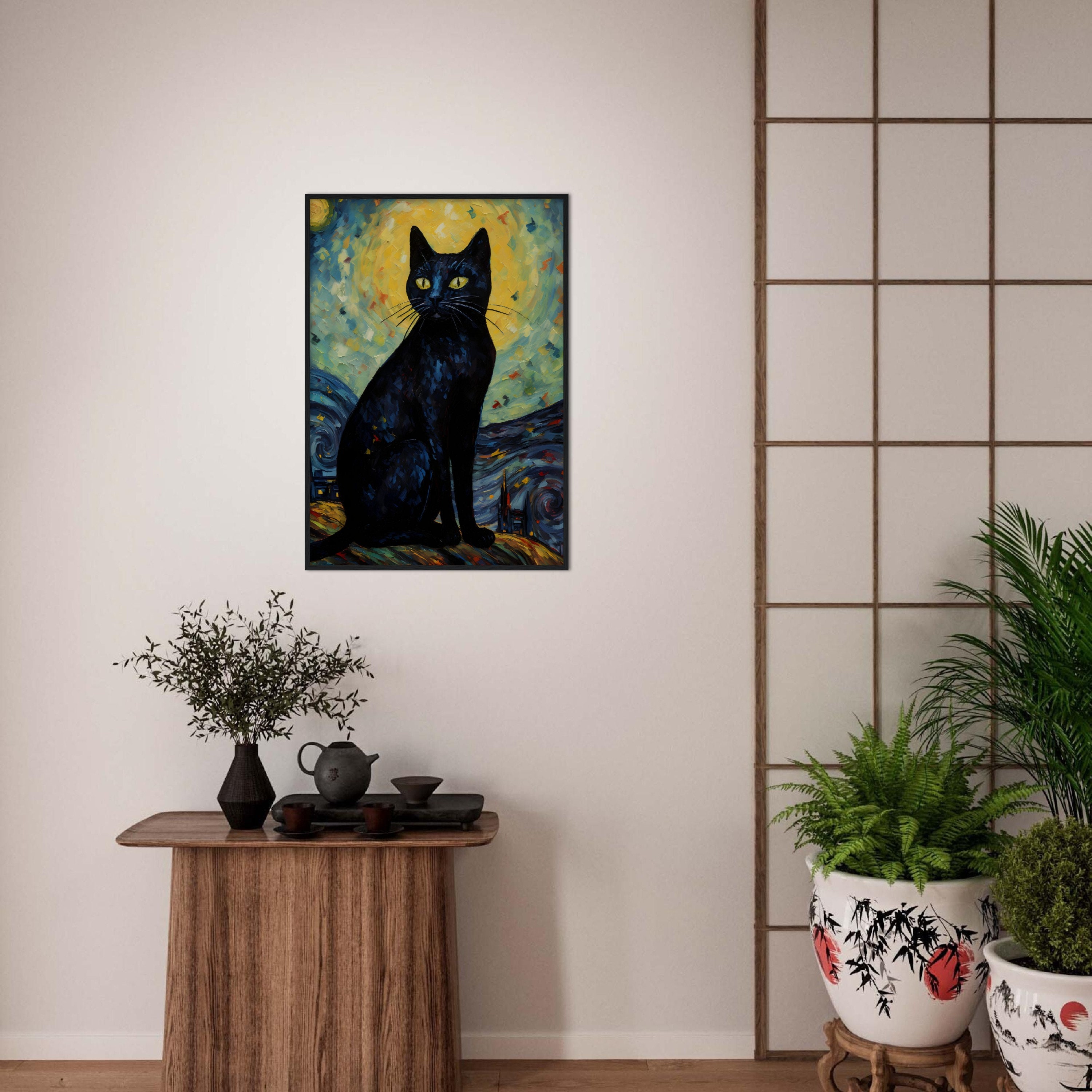 Van Gogh Cat Print Floral Cat Art Cat Poster Monet - Etsy