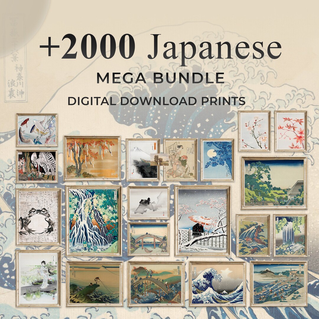 Gallery Wall Set 2000+ Japanese, Hokusai Poster Mega Bundle, Katsushika ...