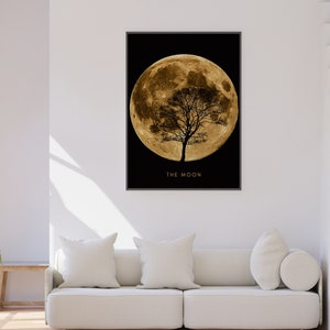 Moon Poster, Moon Map, Moon Print, Vintage Lunar Map of the Moon, Moon ...