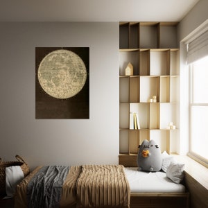 Vintage Moon Map, Antique Moon Print, Vintage Drawing Moon, Vintage ...